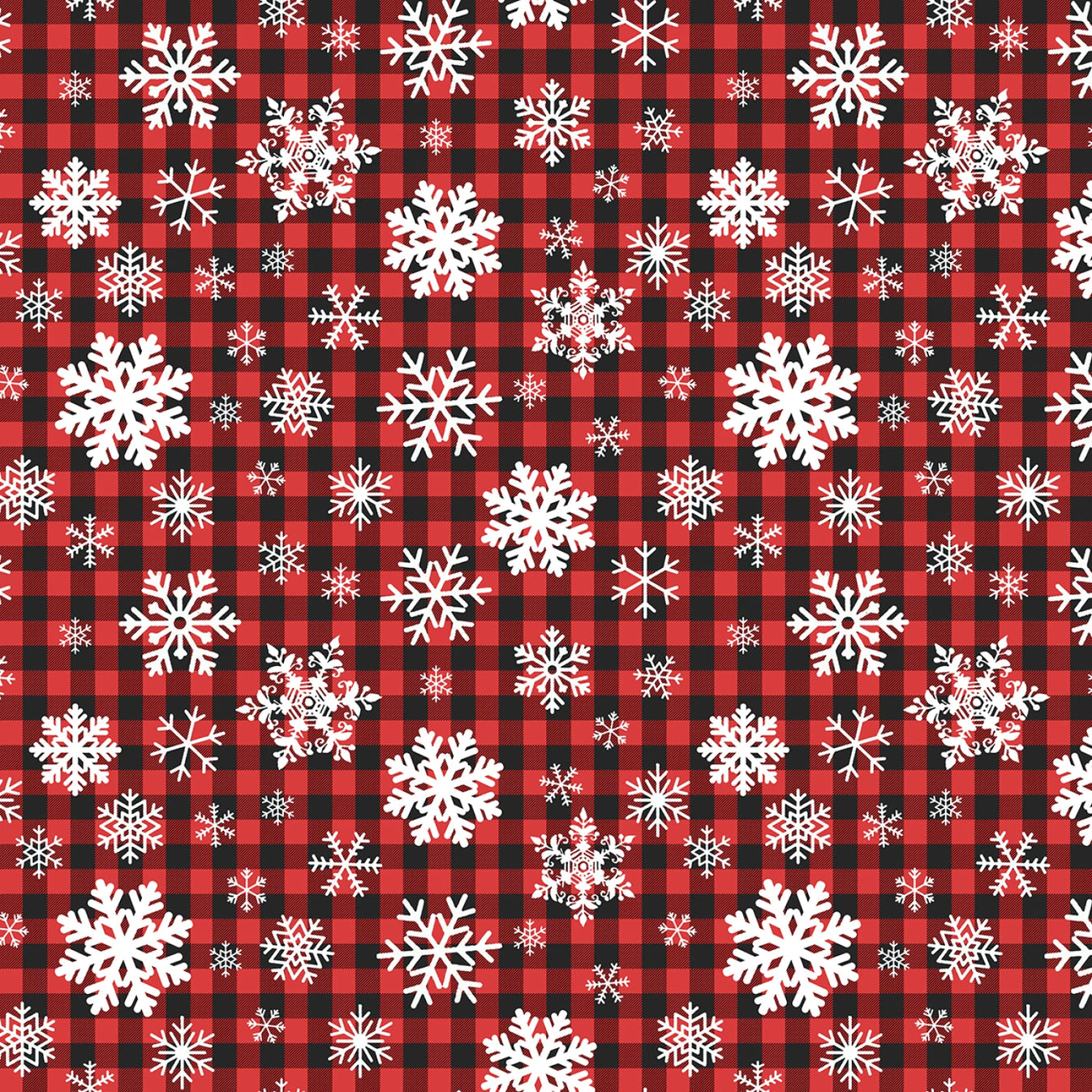 Red Snowflakes On Buffalo Plaid - Timeless Treasures Cotton – Funky ...